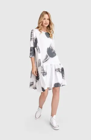 Alembika Feather Flounce Mini Dress