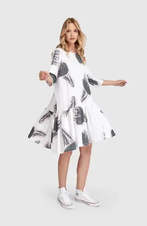 Alembika Feather Flounce Mini Dress