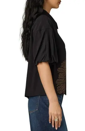 Wit & Wisdom Drop Shoulder Bubble Sleeve Top
