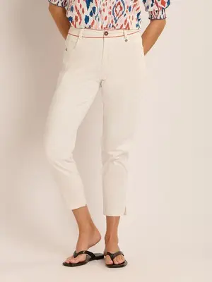 BRAKEBURN Blake Embroidered Detail Pants - Cream