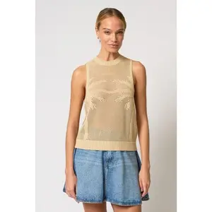 Central Park West Eden Palm Tree Mesh Shell - Sand