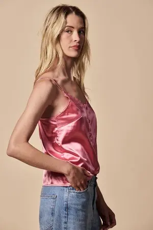 The Shirt By Rochelle Behrens Poly Satin Cami Shirt