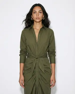 The Shirt By Rochelle Behrens Wrap Front Shirtdress - Olive
