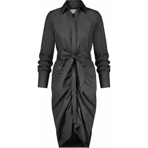 The Shirt By Rochelle Behrens Wrap Front Shirtdress - Black