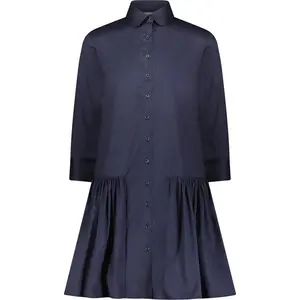 The Shirt By Rochelle Behrens Drop Waist Shirt Dress - Navy
