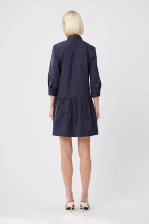 The Shirt By Rochelle Behrens Drop Waist Shirt Dress - Navy