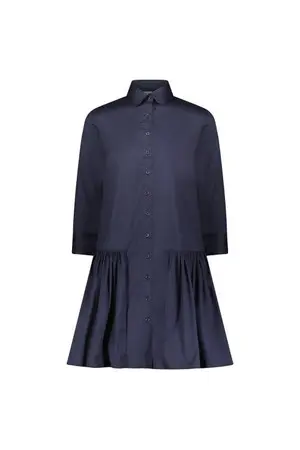 The Shirt By Rochelle Behrens Drop Waist Shirt Dress - Navy