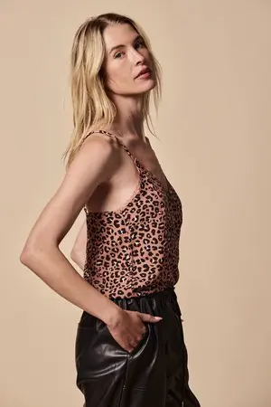The Shirt By Rochelle Behrens Leopard Print Cami Top