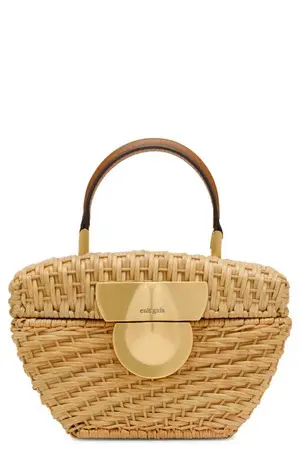 Cult Gaia Tyla Woven Rattan Top Handle Bag - Natural