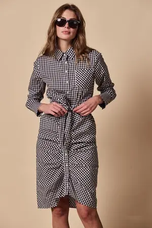 The Shirt By Rochelle Behrens Wrap Front Shirtdress With Tie Waist