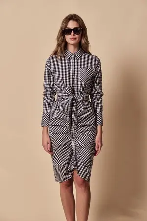 The Shirt By Rochelle Behrens Wrap Front Shirtdress With Tie Waist