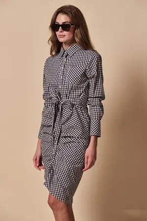 The Shirt By Rochelle Behrens Wrap Front Shirtdress With Tie Waist