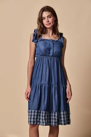 The Shirt By Rochelle Behrens Sylvanna Midi Dress - Blue