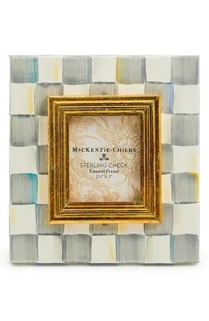 MACKENZIE-CHILDS Check Enameled Steel 2.5 X 3-inch Picture Frame - Sterling