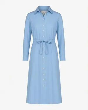 The Shirt By Rochelle Behrens Long Sleeve Midi Shirt Dress - Light Blue
