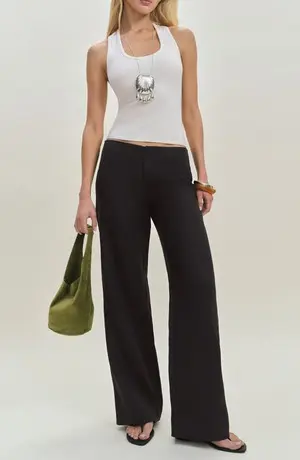 REFORMATION Vida Low Rise Linen Pants - Black