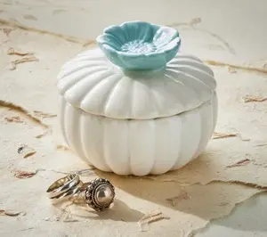 TAG Scallop Flower Lidded Trinket Box Multi Earthenware Everyday