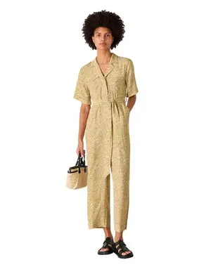 Whistles Kelly Tiger Flame Cropped Jumpsuit - Green/multi