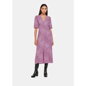 Whistles Diagonal Snake Print Midi Dress - Pink/multi