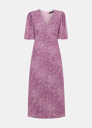 Whistles Diagonal Snake Print Midi Dress