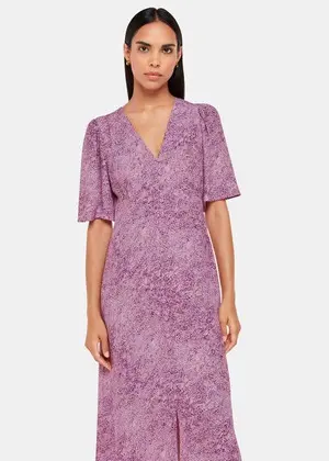 Whistles Diagonal Snake Print Midi Dress