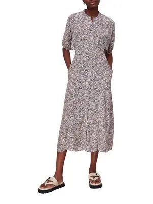 WHISTLES Dashed Leopard Midi Dress