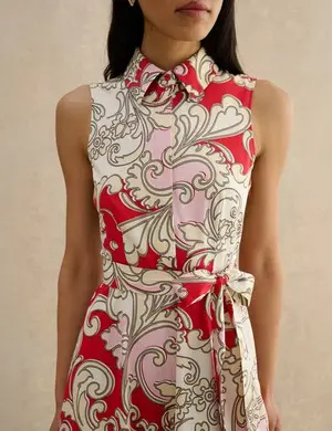 HOBBS LONDON Printed Collar Shirt Dress - Redmulti