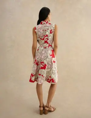 HOBBS LONDON Printed Collar Shirt Dress - Redmulti