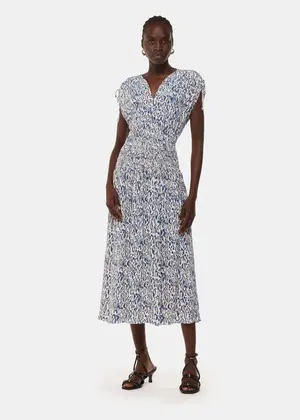 Whistles Flaming Leopard Print Midi Dress - Ivory/multi
