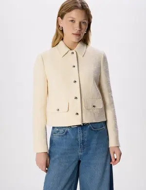 Whistles Cropped Boucle Jacket - Ivory