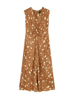 Whistles Deer Spot Viscose Midi Dress - Brown/multi