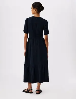 Whistles V-neck Textured Midi Dress