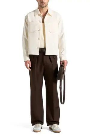 Manière De Voir Benoit Twill Cropped Shirt - Cream