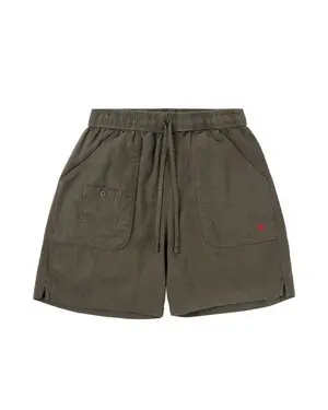 AMUNDSEN Traveller Linen Blend Shorts - Olive
