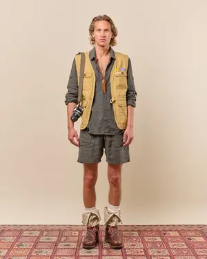 AMUNDSEN Traveller Linen Blend Shorts - Olive