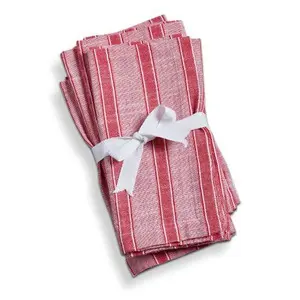 TAG White Stripe Napkin Set/4 Multi Cotton Summer - Red
