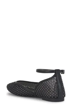 Jessica Simpson Laelli Ankle Strap Flat Embellished Mesh Ballerina