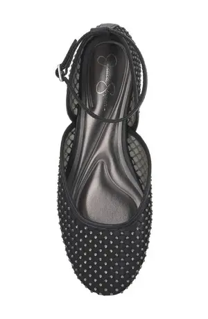 Jessica Simpson Laelli Ankle Strap Flat Embellished Mesh Ballerina