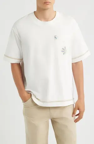 CHE Daisel Embroidered Appliqué Relaxed Cotton T-shirt - Ivory