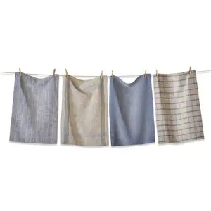 TAG Canyon Woven Denim Cotton Kitchen Dishtowels Set Of 4 - Blue