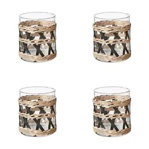 TAG Island Collection Clear Glass Dof Drinkware Set Of 4 - Black