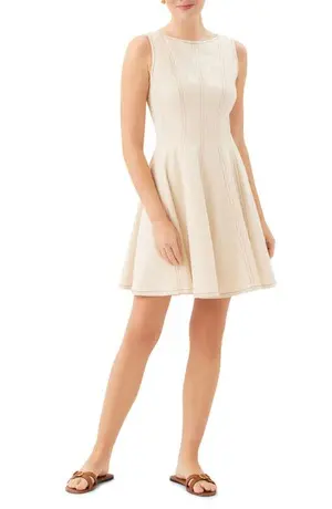 Fifteen Twenty Darla Contrast Stitch Fit & Flare Dress - Natural