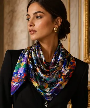 DAI MODA Frenzy Print Versa Scarf With Logo Hardware