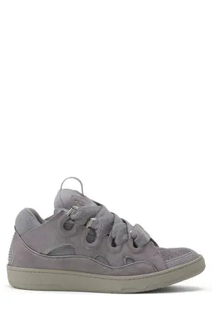 LANVIN Curb Monochrome Suede Sneakers - Light Grey