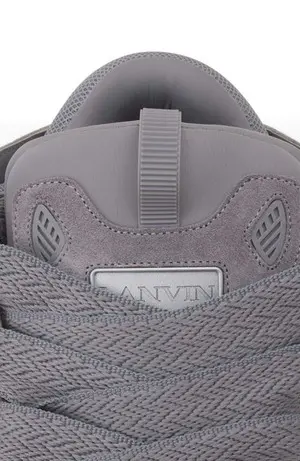 LANVIN Curb Monochrome Suede Sneakers - Light Grey