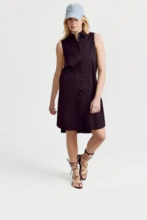 THE SHIRT The Sleeveless Shirt Dress - Black