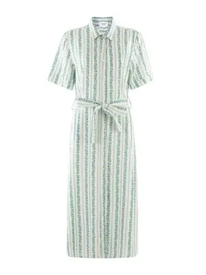 THE SHIRT The Short Sleeve Kara Dress - Blue Floral Stripe