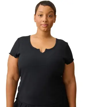KINDRED BRAVELY Ribbed Modal Notched Nursing T-shirt - Black