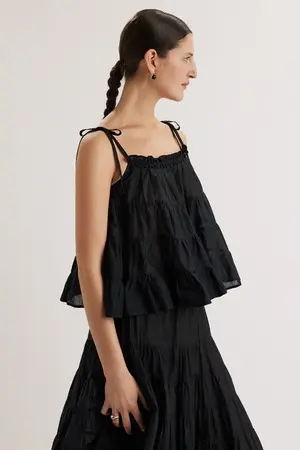 Merlette Saaz Sleeveless Tiered Cotton Voile Top