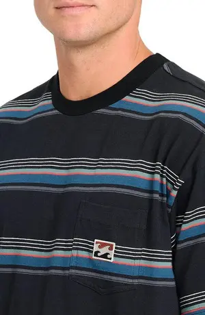 BILLABONG Baxter Oversize Stripe Pocket T-shirt - Black